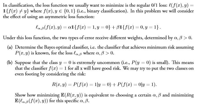In classification, the loss function we usually want | Chegg.com