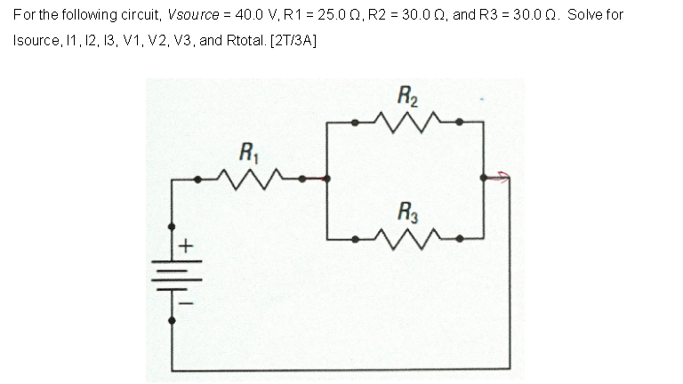 Solved For the following circuit, Vsource = 40.0 V, R1 = | Chegg.com