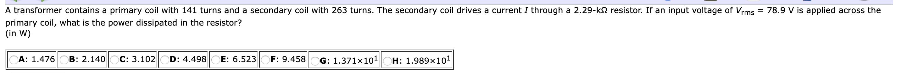 Solved = A transformer contains a primary coil with 141 | Chegg.com