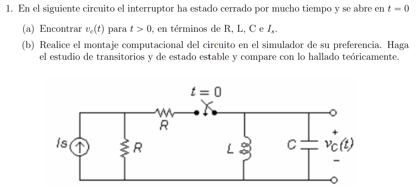 Solved by an EXPERT 1. ﻿En el siguiente circuito el interruptor ha estado | Chegg.com