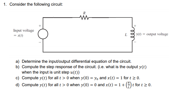 Solved 1. Consider the following circuit: + Input voltage = | Chegg.com
