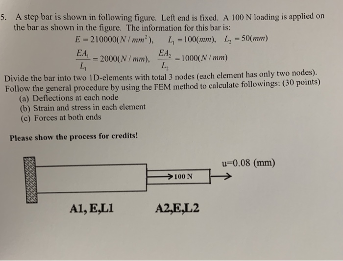 Solved 5. A step bar is shown in following figure. Left end | Chegg.com