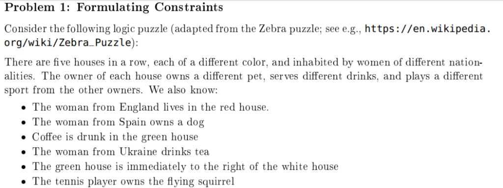 Problem 1 Formulating Constraints Consider The