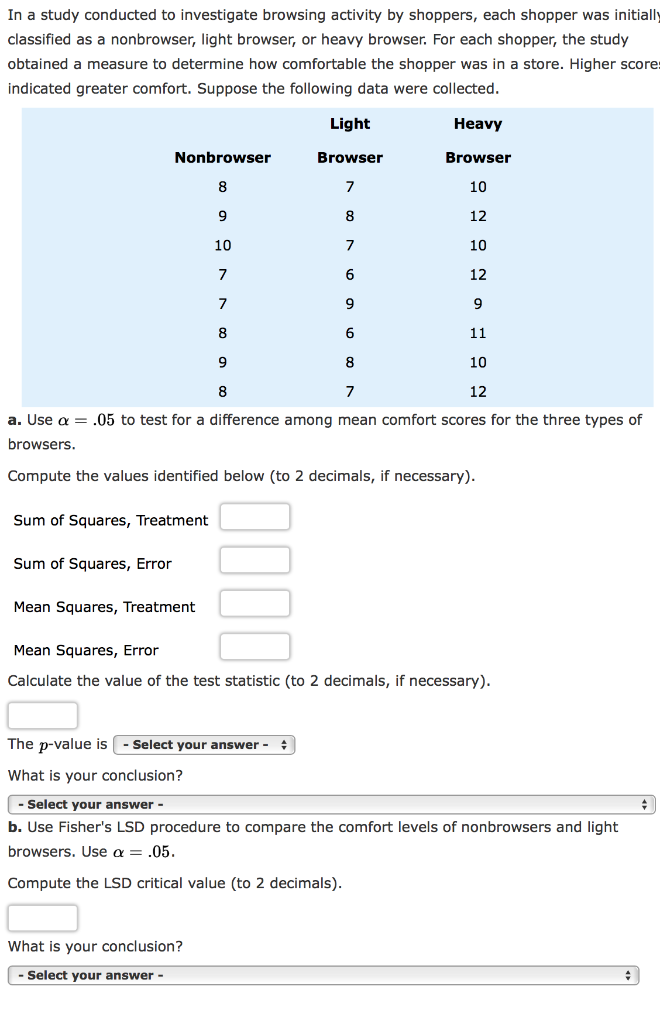 Solved In a study conducted to investigate browsing activity | Chegg.com