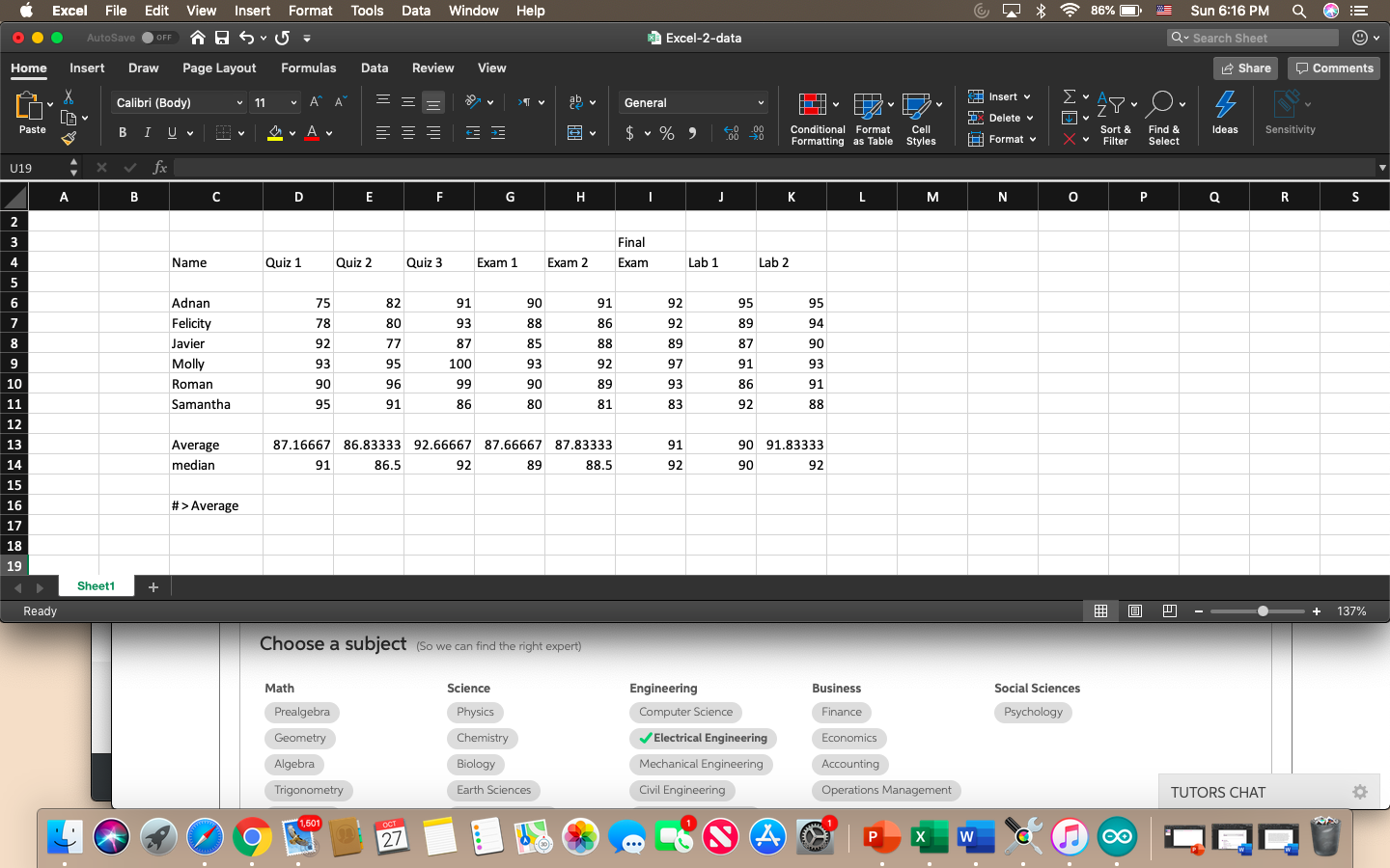 Excel Spreadsheet Assignment #2 Grade Sheet Assign... | Chegg.com