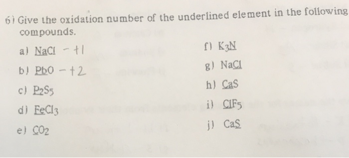 Solved 6 i Give the oxidation number of the underlined | Chegg.com