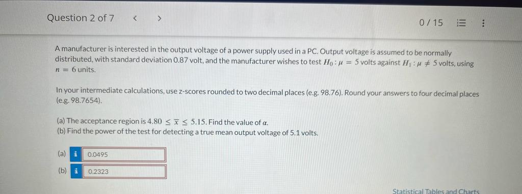 Solved A manufacturer is interested in the output voltage of | Chegg.com