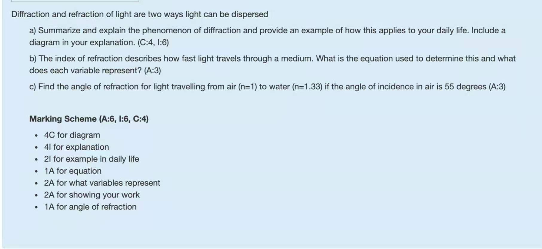 Solved Diffraction and refraction of light are two ways | Chegg.com