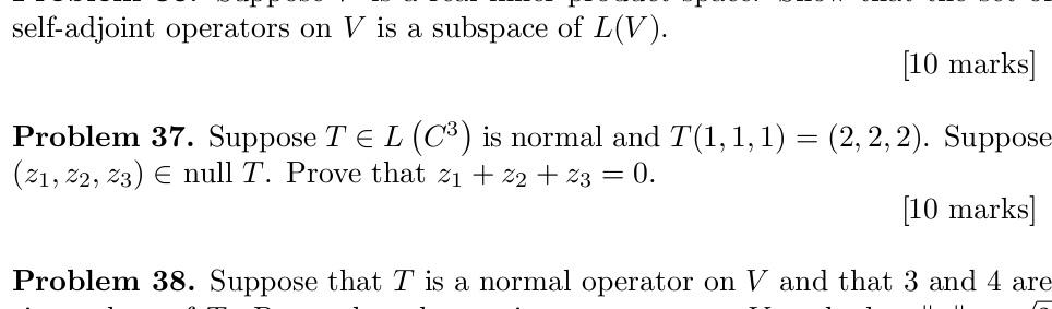 Solved self-adjoint operators on V is a subspace of L(V). | Chegg.com