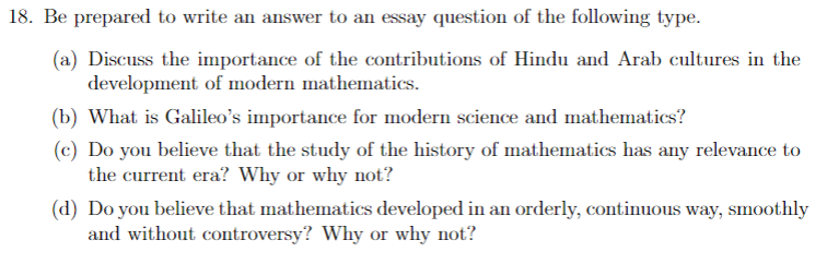 Solved 18. Be prepared to write an answer to an essay | Chegg.com