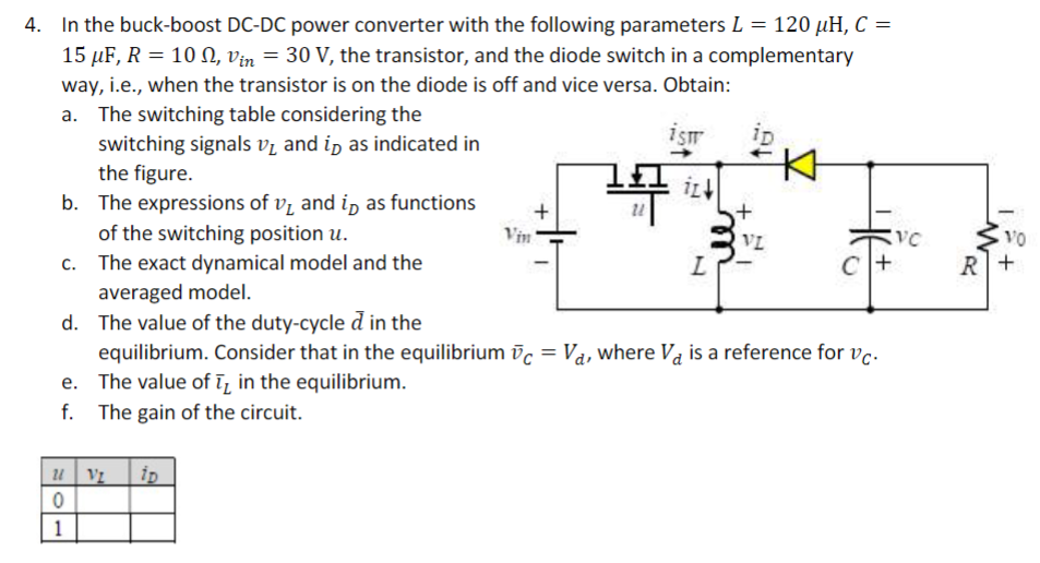 Solved In the buck-boost DC-DC power converter with the | Chegg.com