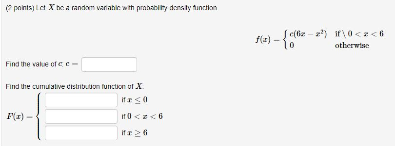 Solved (2 points) Let X be a random variable with | Chegg.com