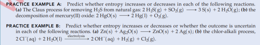 Solved PRACTICE EXAMPLE A: Predict whether entropy increases | Chegg.com