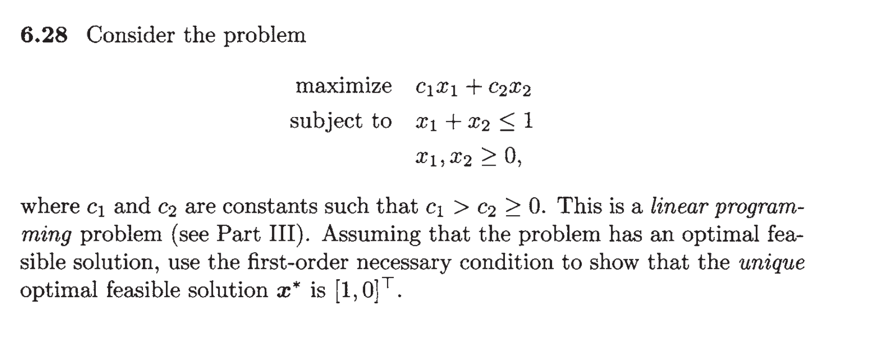 Solved 6.28 Consider the problem maximize C1X1 + C2X2 | Chegg.com