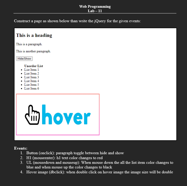 Solved Web Programming Lab-11 Construct a page as shown | Chegg.com
