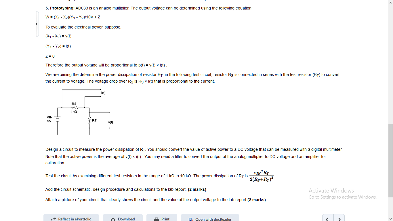 Solved Please show a circuit using AD633 to perform the | Chegg.com