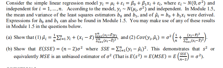Solved Consider the simple linear regression model yi = li + | Chegg.com