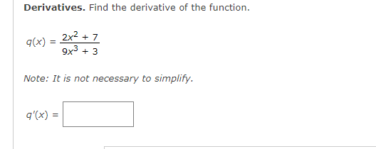 Solved Derivatives. Find the derivative of the function. | Chegg.com
