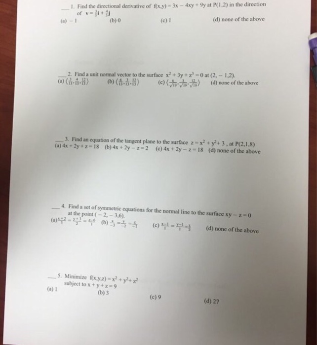 Solved 1. Find the directional derivative of f(x.y) 3x-4xy+ | Chegg.com