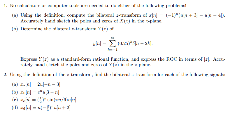 Solved 1. No calculators or computer tools are needed to do | Chegg.com
