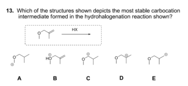 Solved 13. Which of the structures shown depicts the most | Chegg.com
