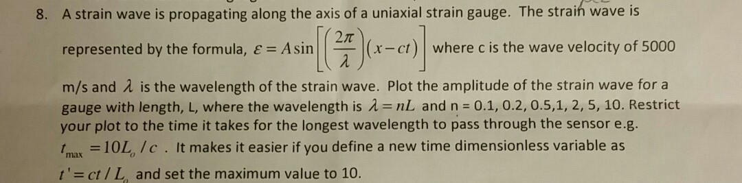 Solved 8. A strain wave is propagating along the axis of a | Chegg.com