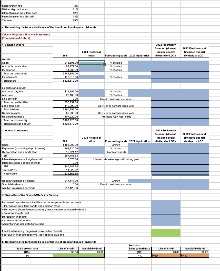 Excel Activity: Forecasting Financial Statements | Chegg.com