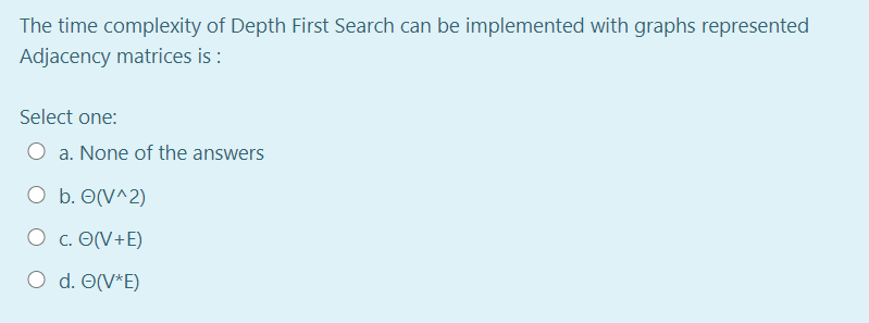 Solved The time complexity of Depth First Search can be | Chegg.com