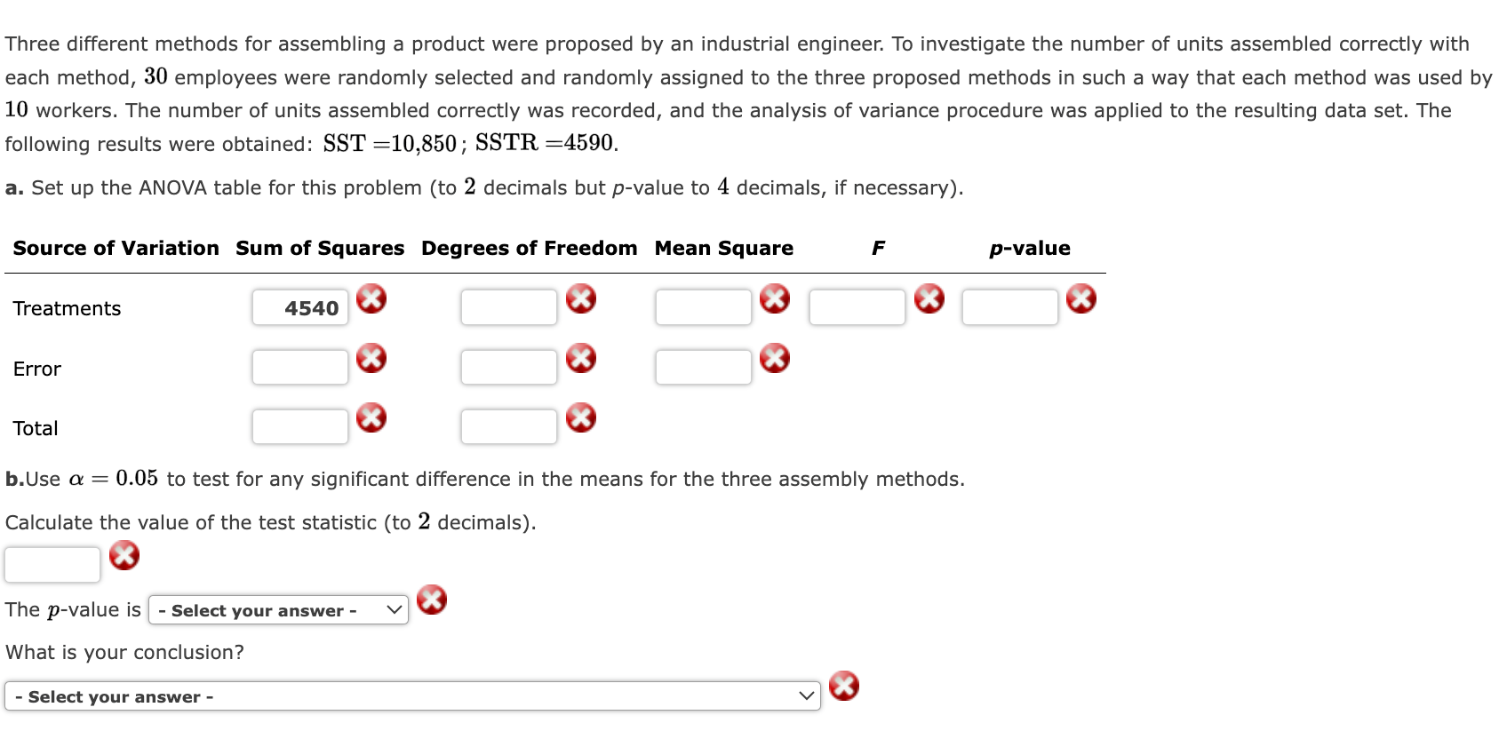 Solved Three different methods for assembling a product were | Chegg.com