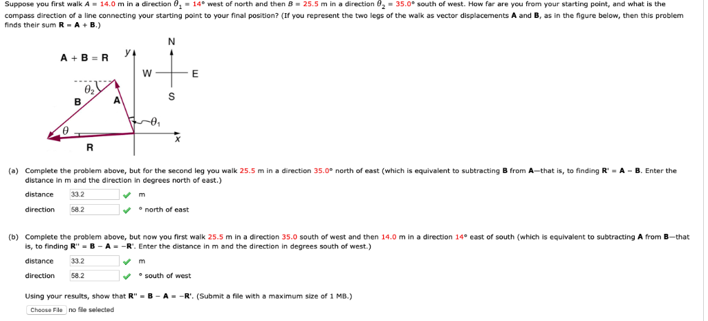 Solved Suppose you first walk A-14.0 m in a direction θ1-14° | Chegg.com