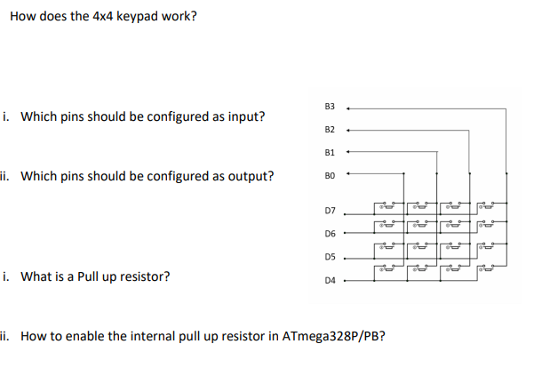 Solved How does the 4x4 keypad work? B3 i. Which pins should | Chegg.com