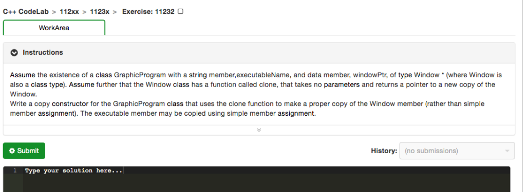 Solved C++ CodeLab 112xx1123xExercise: 11232 O WorkArea | Chegg.com