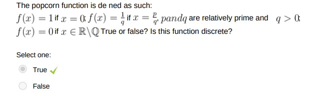 Solved The popcorn function is de ned as such: f(x)=1 if | Chegg.com