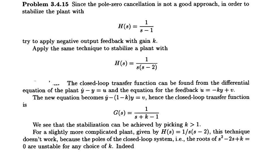 Solved Problem 3.4.15 Since the pole-zero cancellation is | Chegg.com