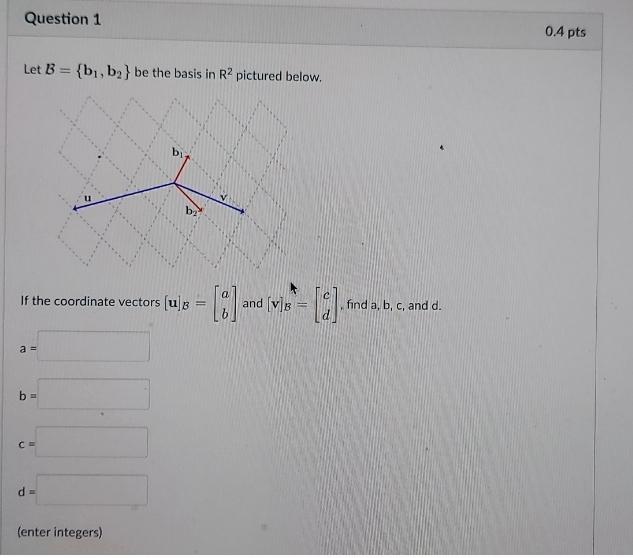 Solved Let B={b1,b2} be the basis in R2 pictured below. If | Chegg.com