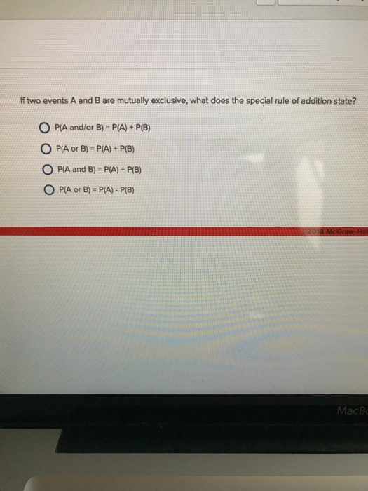 If Two Events A And B Are Mutually Exclusive What Does The Special 