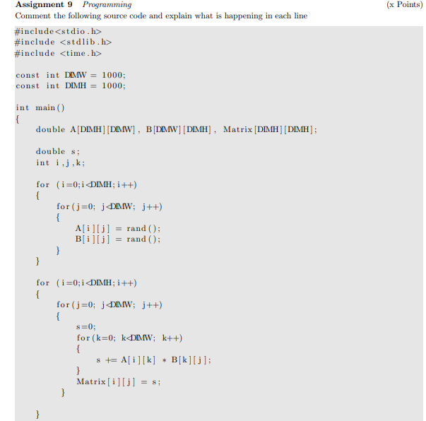 Solved Assignment 9 Programming Comment the following source | Chegg.com