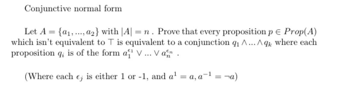 Solved Conjunctive normal form Let A = {21, ..., 22} with | Chegg.com