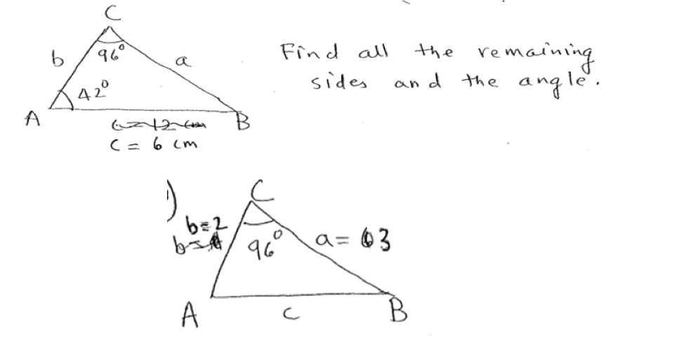 Solved Find all the remaining sides and the angle. | Chegg.com