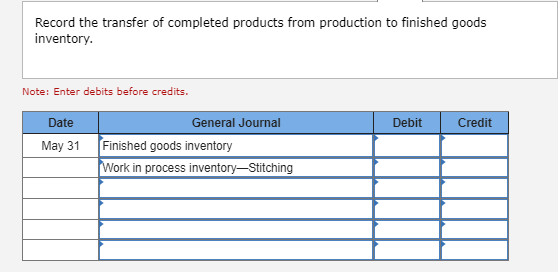 Solved Record the transfer of completed products from | Chegg.com