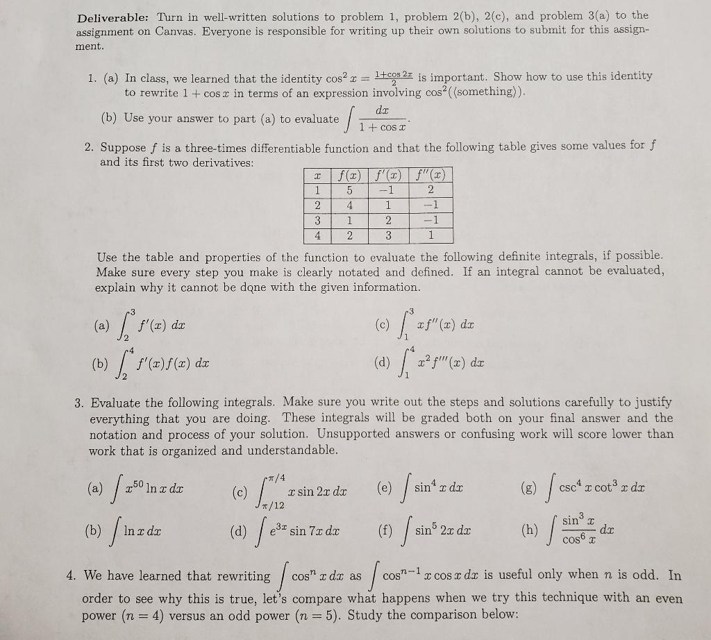 Solved Deliverable: Turn in well-written solutions to | Chegg.com