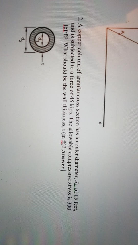 Solved 2. A copper column of annular cross section has an | Chegg.com