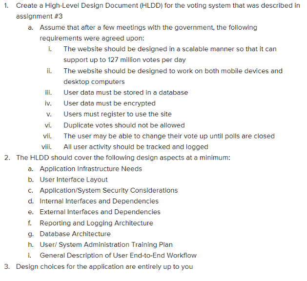 Solved V. 1. Create a High-Level Design Document (HLDD) for | Chegg.com