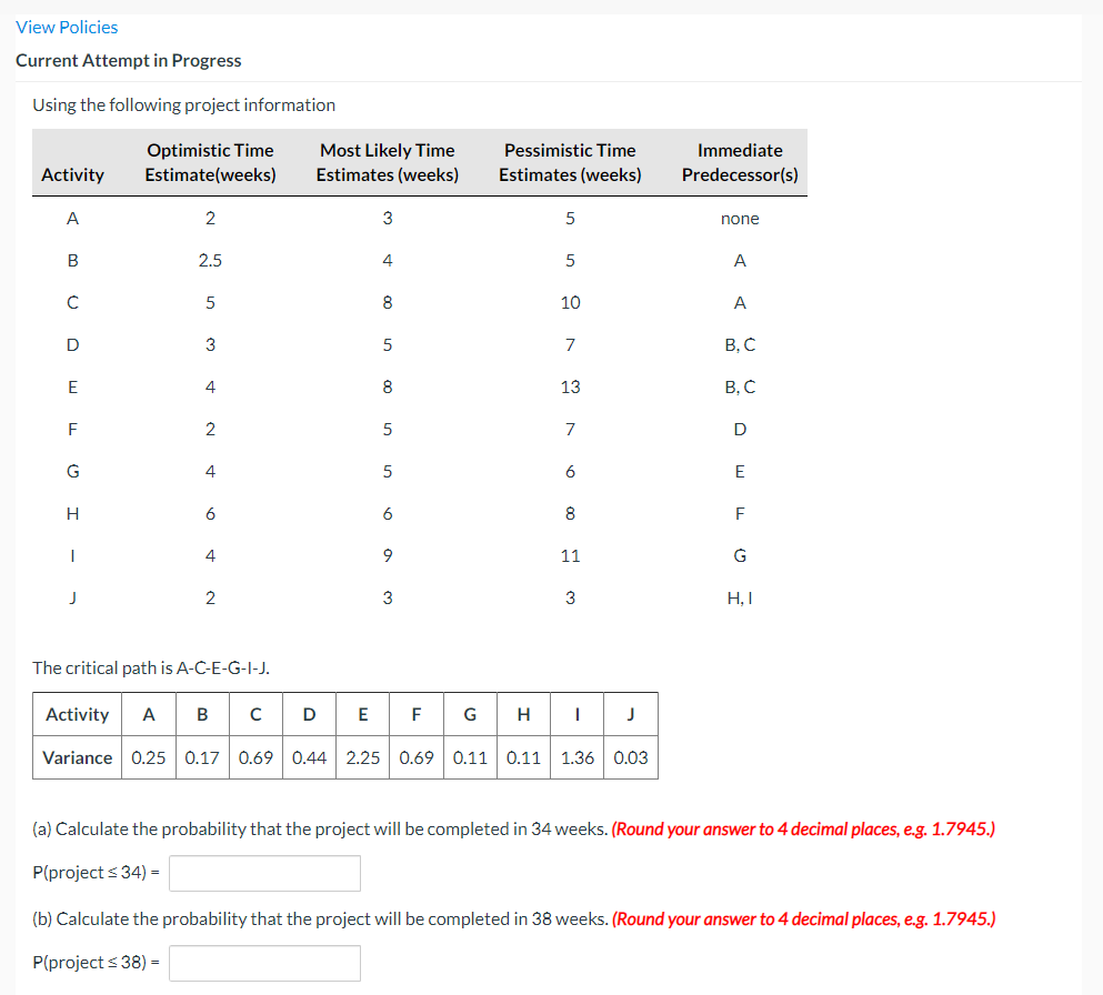 Solved View Policies Current Attempt in Progress Using the | Chegg.com