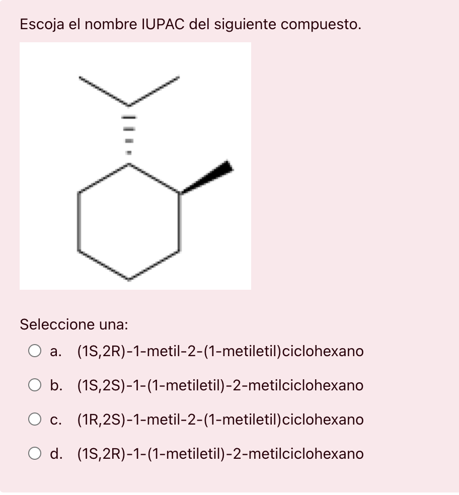 Solved Escoja el nombre IUPAC del siguiente compuesto. | Chegg.com