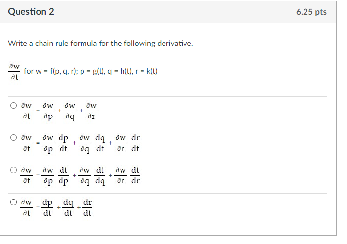 Solved Write a chain rule formula for the following | Chegg.com