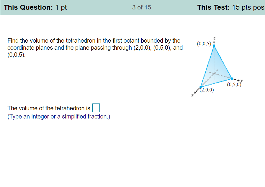 Solved Find the volume of the tetrahedron in the first | Chegg.com