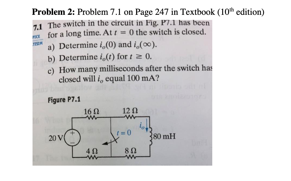 Solved PICE TISIM Problem 2: Problem 7.1 on Page 247 in | Chegg.com