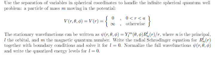 Solved Use the separation of variables in spherical | Chegg.com