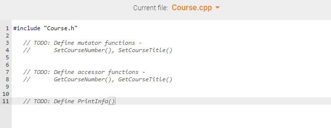 Solved Given maino, derine a course base class with | Chegg.com